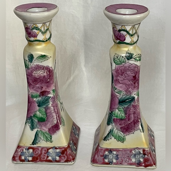 Accents | Vintage Hand Painted Embossed Taper Candlestick Holders Pair ...